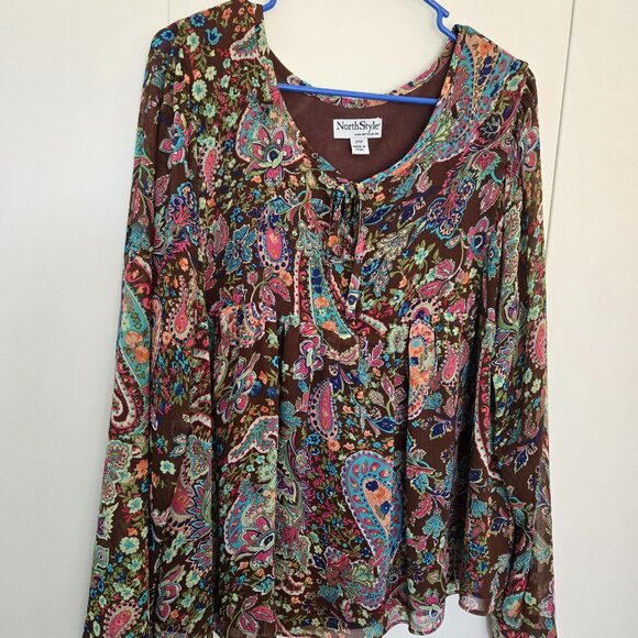 NorthStyle | Tops | North Style Boho Floral Paisley Print Blouse Size 2 ...